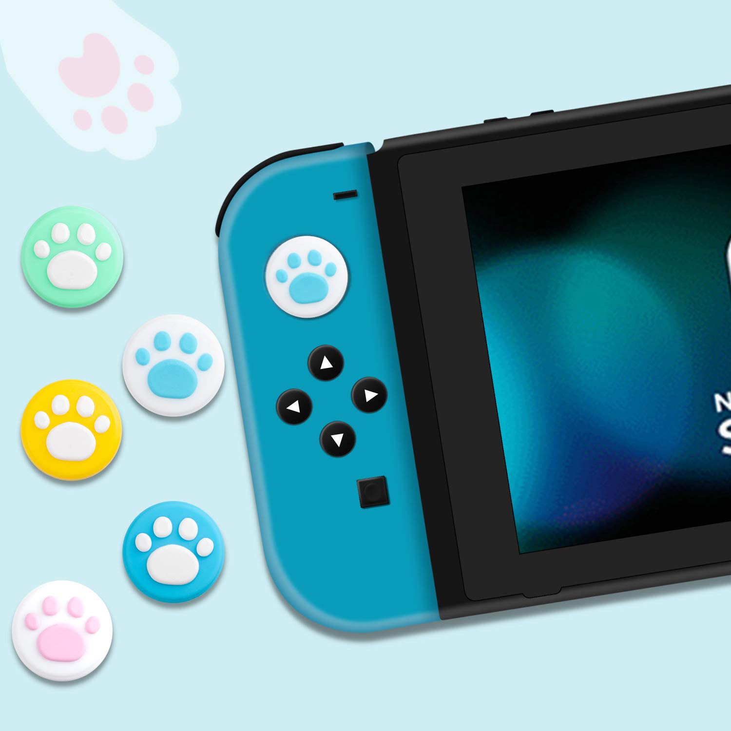 RGEEK 10PCS Cute Cat Claw Joystick thumb Caps for Nintendo Switch & Switch Lite, Thumb Stick Grips Analog Stick Cover, Soft Silicone for Joy-Con Controller