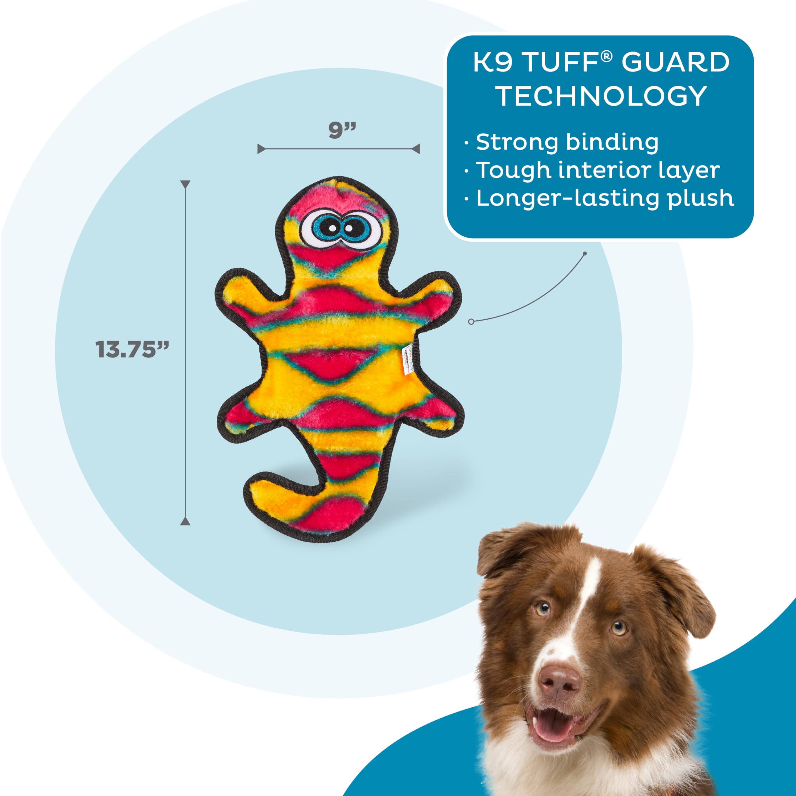 Outward Hound Durablez Tough Plush Squeaky Dog Toy, Gecko, Orange, Medium