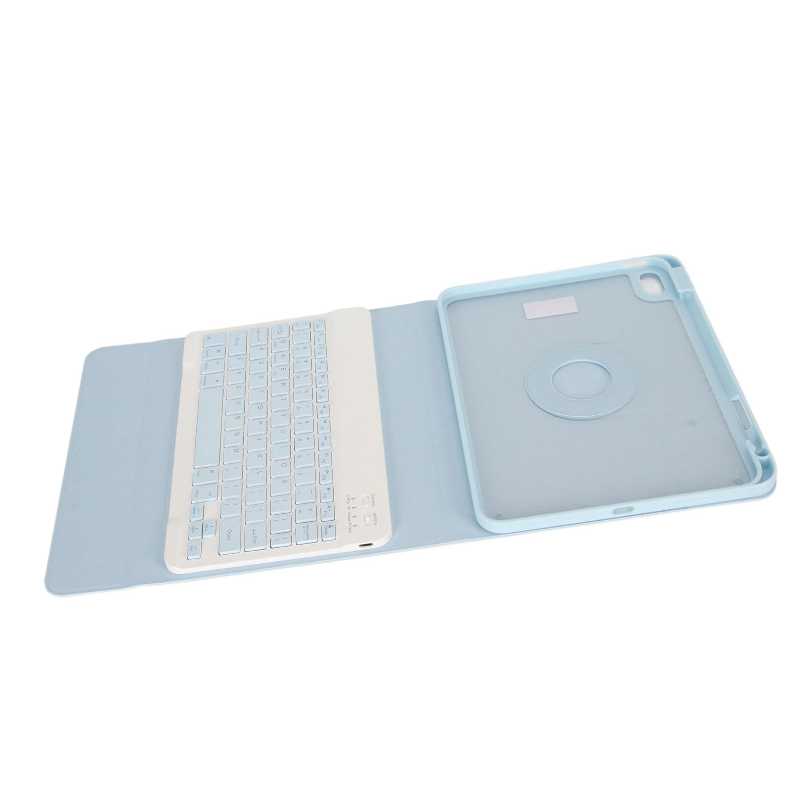 Portable Keyboard, 180mAh Battery PU Leather PC Pen Holder Magnetic Rotating Design Precise Cutouts Wireless Keyboard with Case for 2022 Tablet (Blue)
