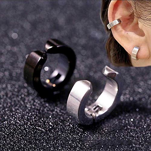 Stud Stainless Steel Earrings,Non Pierced Ear Clips for Men Women,Cross Dangle Hoop Earrings Unisex Gauges Clip on Earring(6PCS)
