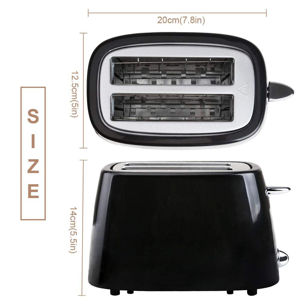 prepAmeal 2 Slice Toaster Bagel Toaster Small Bake Toaster with 6 Browning Setting, Cancel Function, Extra Wide Slots, for Bagels, Waffles, Breads, Puff Pastry, Snacks (2-Slice, Black)