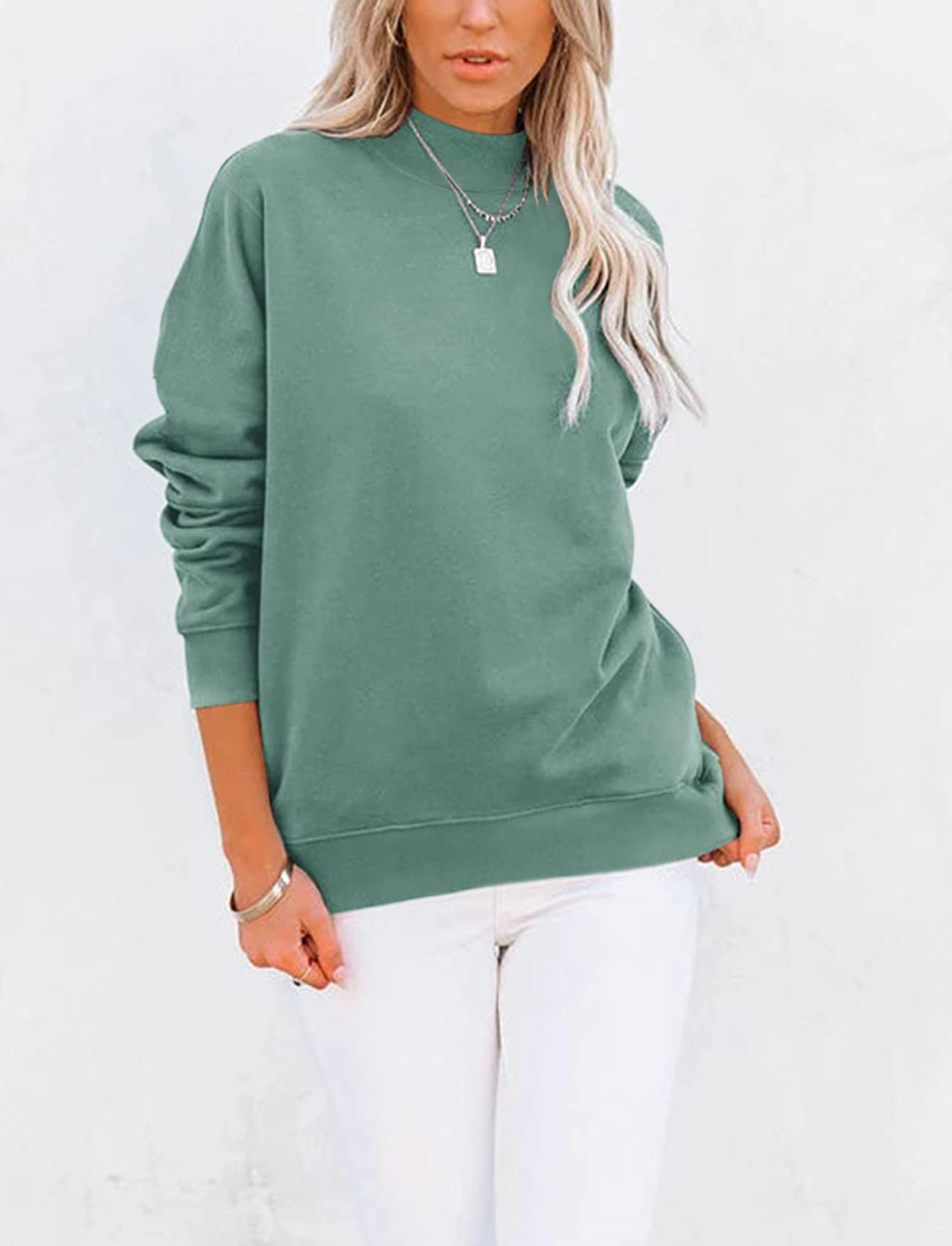 TICTICMIMI Women's Casual Long Sleeve Sweatshirt Tops Mock Turtleneck Lightweight Tunic Fall Pullover with Pocket