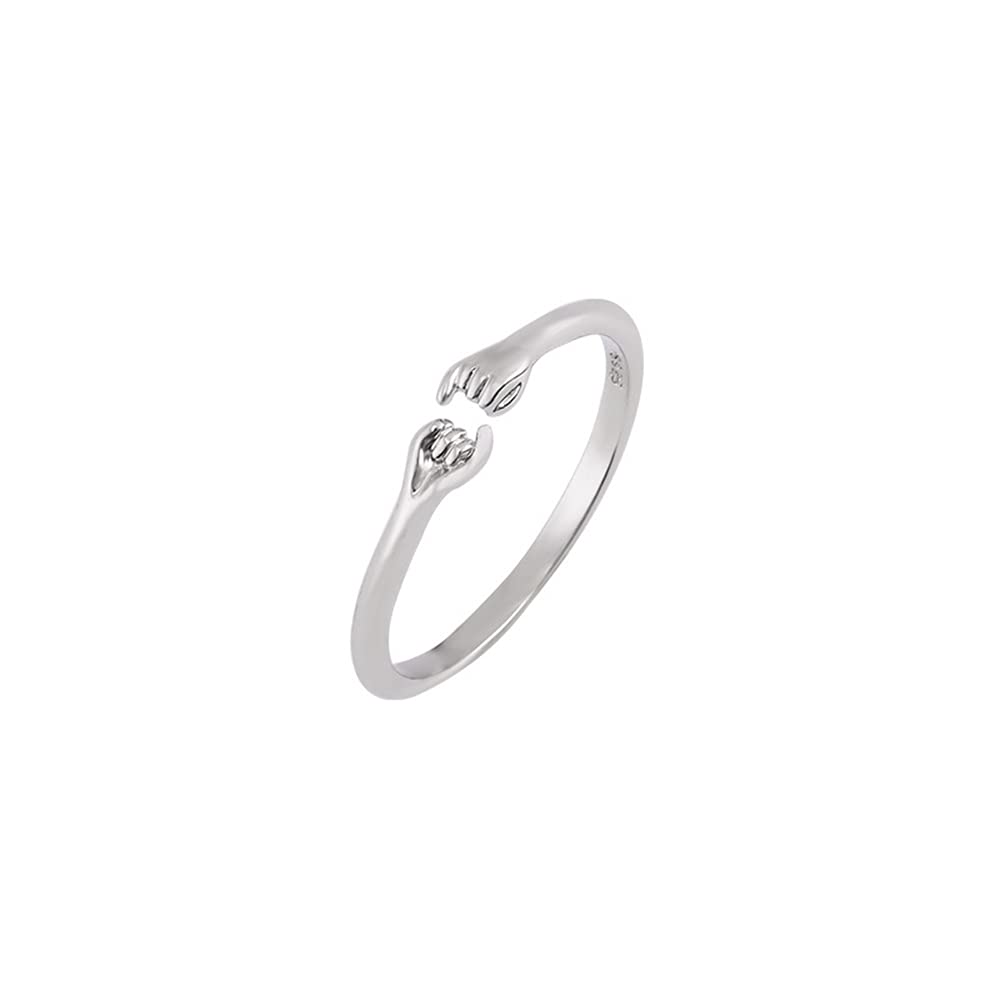 OIDIMS Cute Pinky Swear Thin Tail Rings for Women Hand Gestures Finger Ring Expandable Stacking Dainty Fashion Daughter Adjustable Open Size Promise Minimalist Birthday Best Friends Bff Gifts