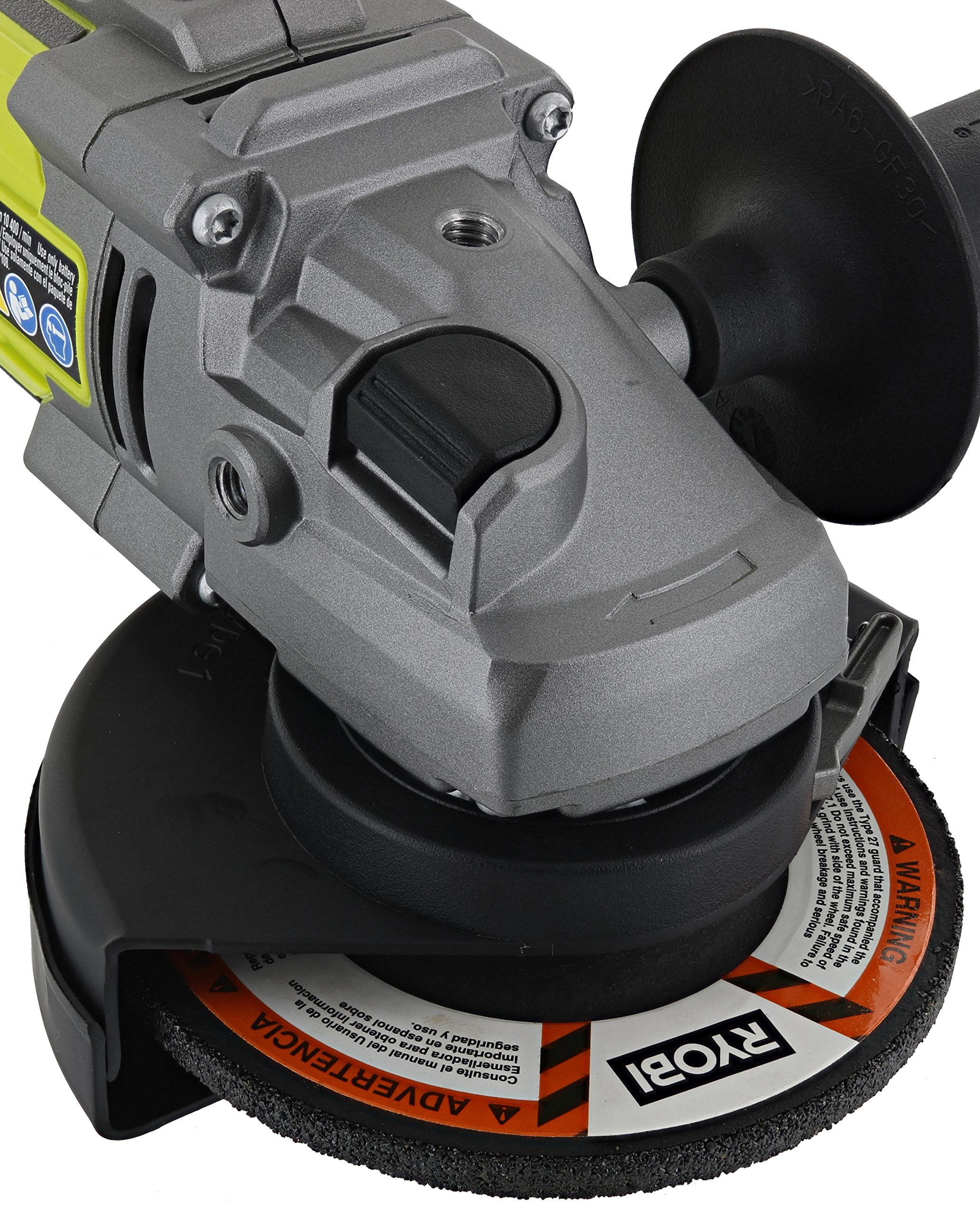Ryobi P423 18V One+ Brushless 4-1/2" 10,400 RPM Grinder and Metal Cutter w/ Adjustable 3-Position Side Handle and Onboard Spanner Wrench (Battery Not Included, Power Tool Only)