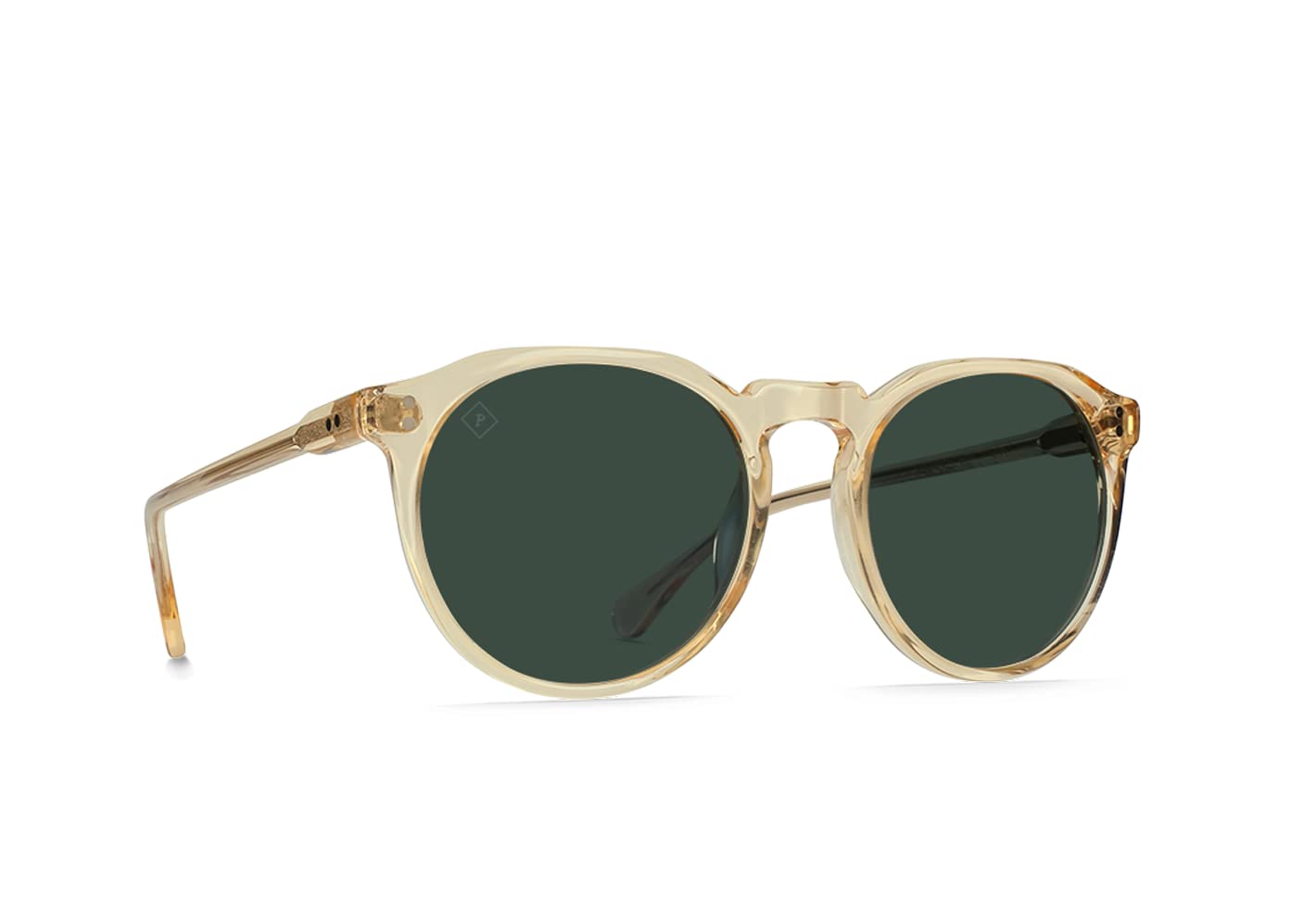 RAEN Ð Remmy Ð Unisex Retro Round Sunglasses UV Protection - Champagne Crystal/Green Polarized Lens (Size 52 MM)