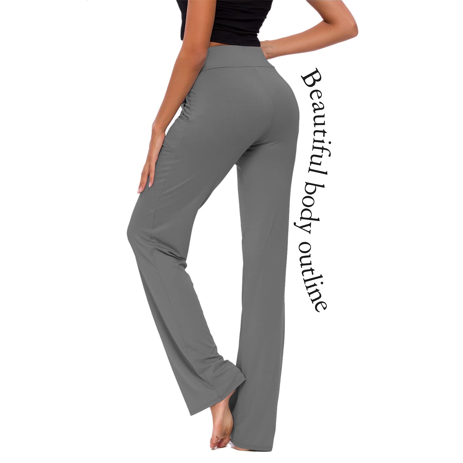 Women's Yoga Pants with Pockets High Waisted Tummy Control Soft Sport Lounge Running Tights (M, Dark Grey)