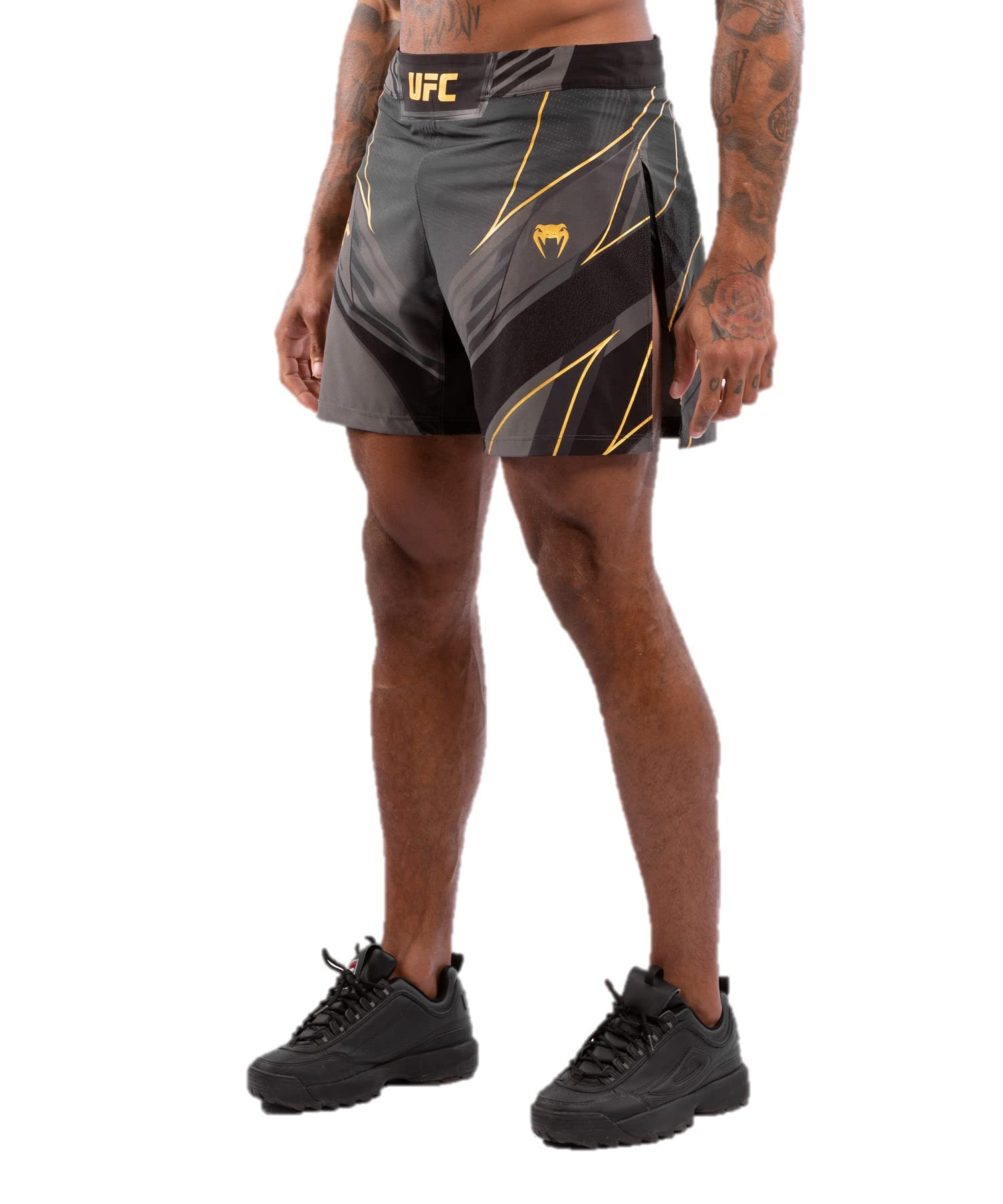 Venum Men's Standard UFC Authentic Fight Night Gladiator Shorts, Black/Gold, Medium