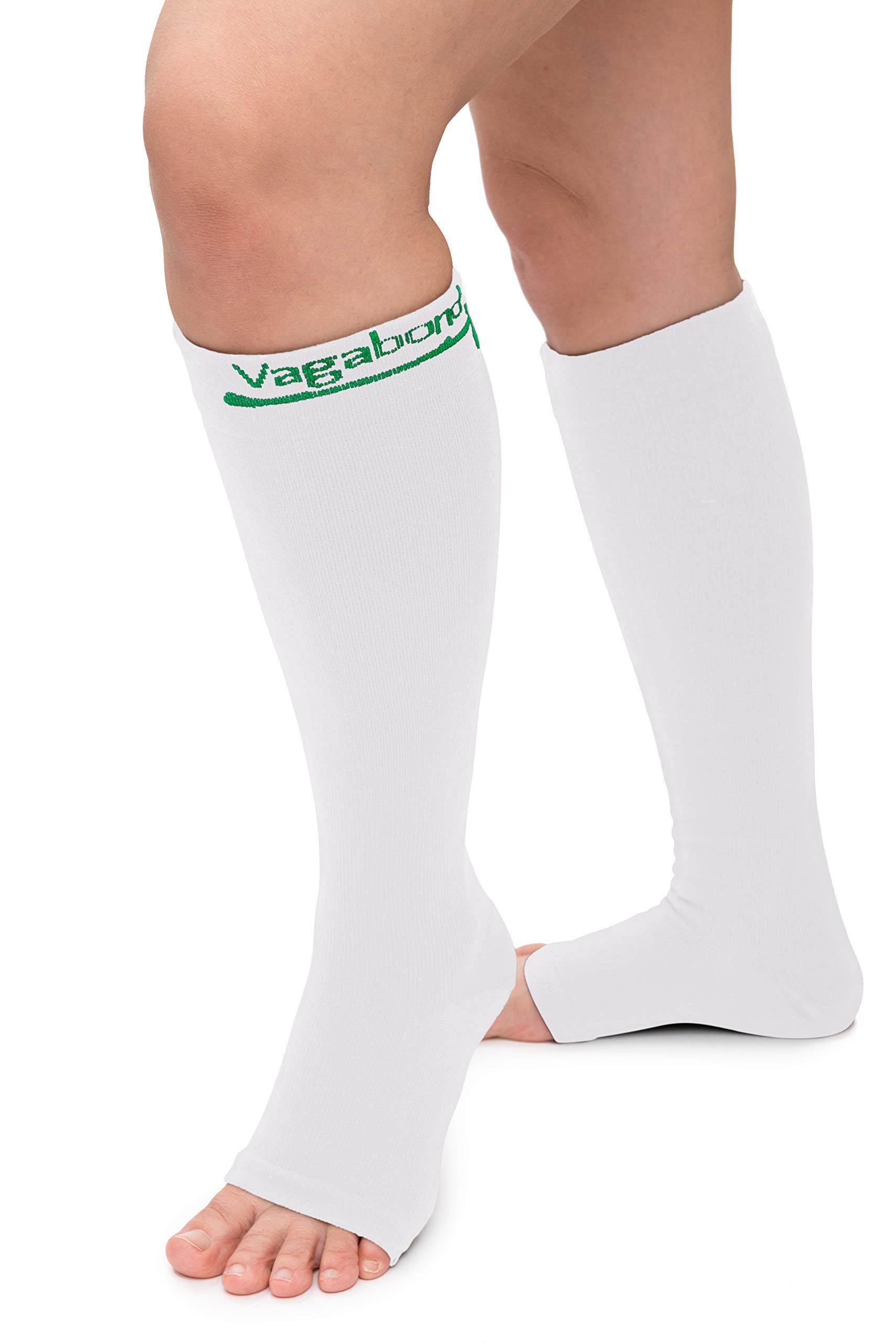 Vagabond 3XL and 2XL Wide Calf Toeless Compression Socks -15-20 mmHg for Fatigue, Pain, Leg Swelling, Comfy Compression (White, 3X-large)
