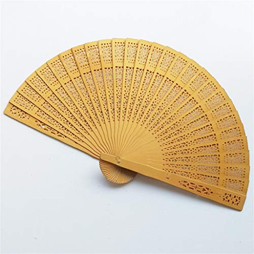 Tiezhimi Wooden Carved Fan Openwork Wedding Sandalwood 20cm Home Decor (Gold, One Size)