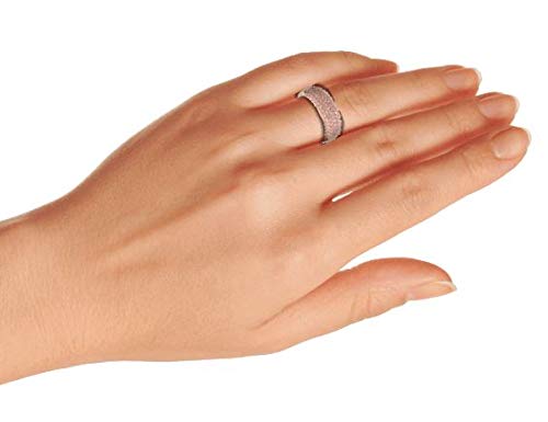 Personalized Micro Pave AAA Pink Cubic Zirconia Cocktail Anniversary CZ Pave Anniversary Statement 1/2 Eternity Wedding Band Ring For Women Rose Gold Plated .925 Sterling Silver Custom Engraved