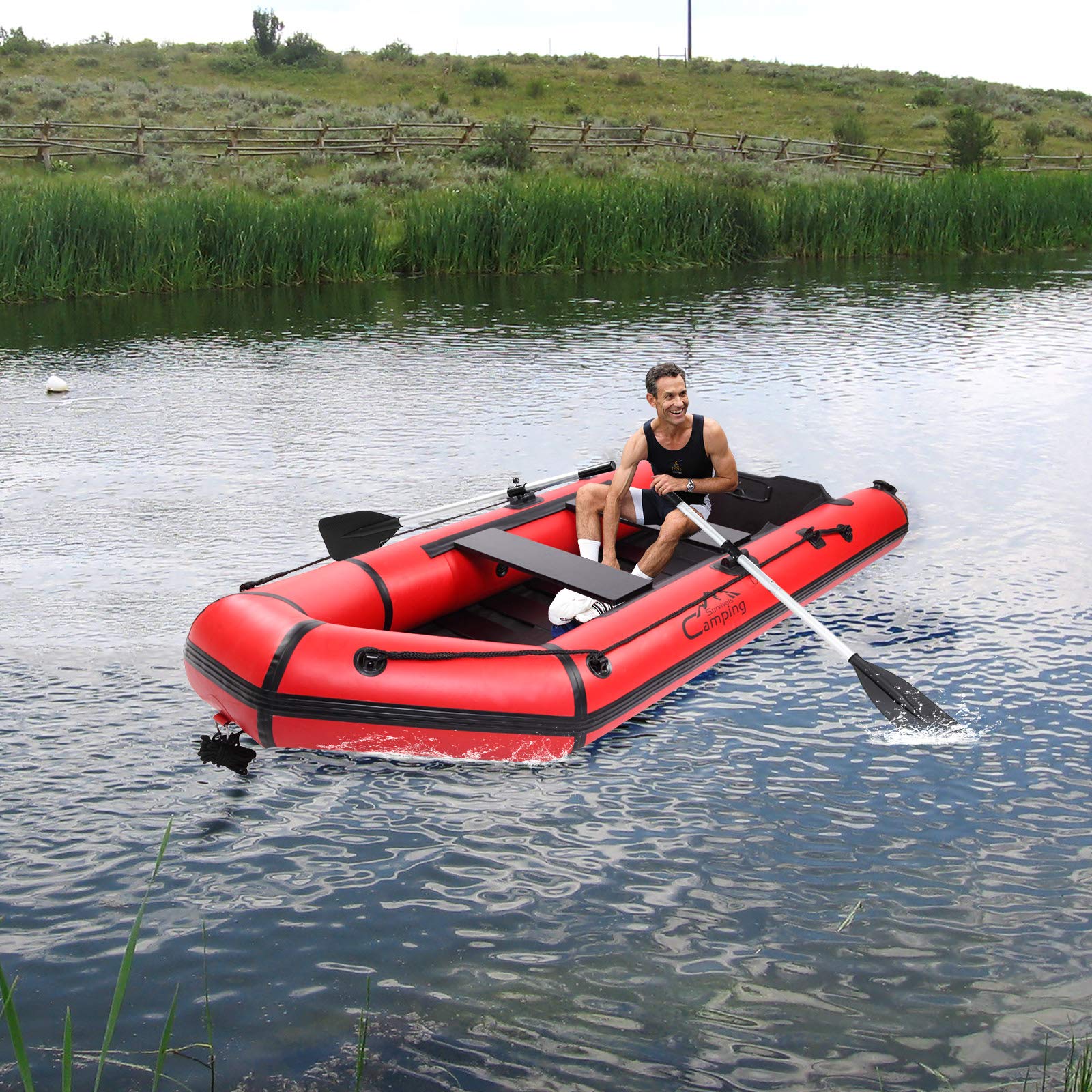Trlec gt4-ly 7.5ft 180kg Water Adult Assault Boat Red and Black