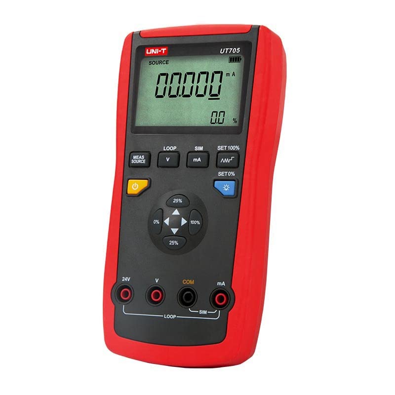 UNI-T UT705 Single Function Loop Calibrator LCD backlight, auto power off 1m drop proof Measures: DC voltage, DC current, 4-20mA loop current