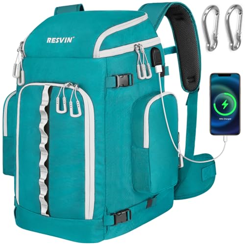 RESVIN Ski Boot Bag, 65L Durable Travel Backpack, 1680D Nylon Waterproof Snowboard Boot Bag, Skiing and Snowboarding Travel Luggage for Helmet, Goggles, Gloves, Outerwear & Accessories
