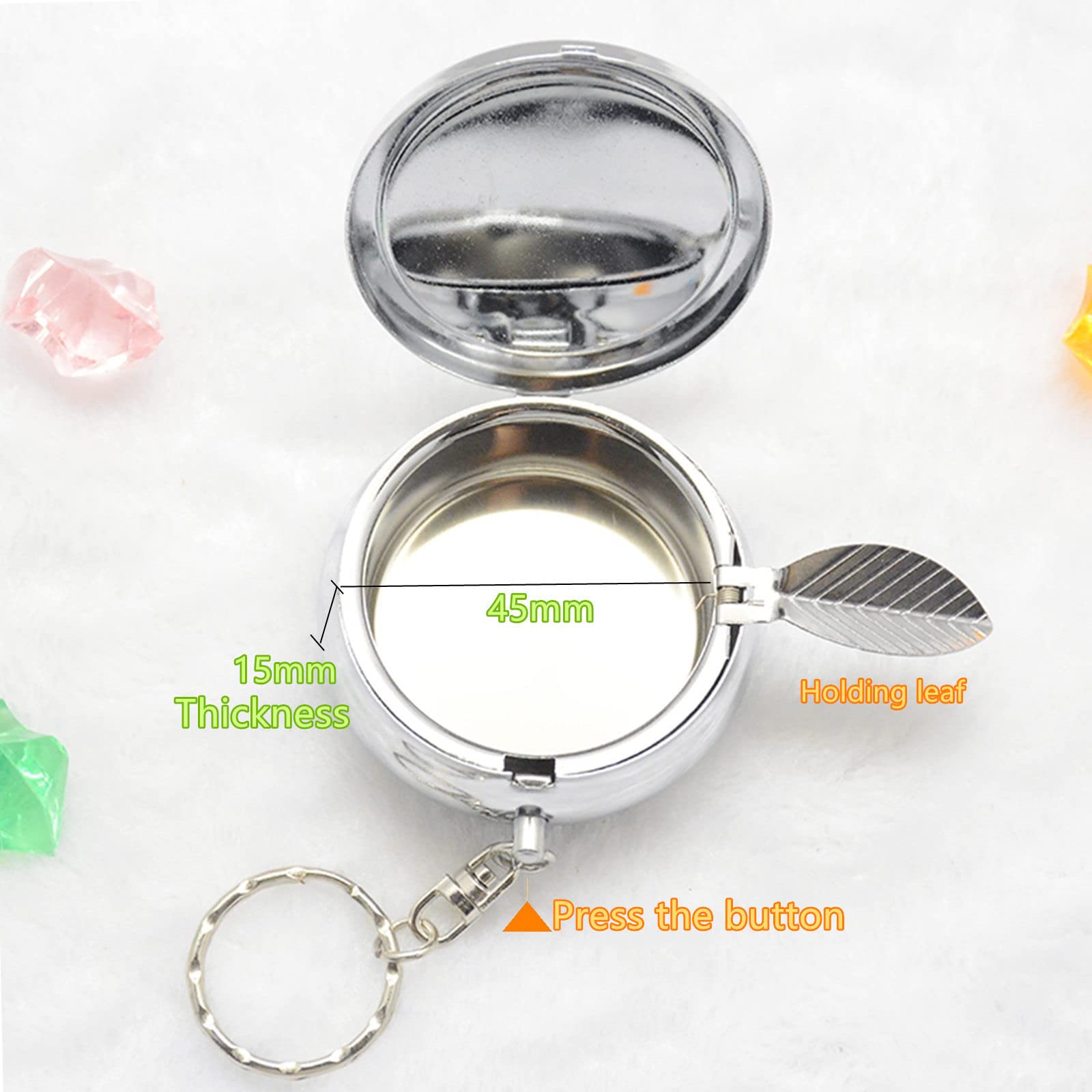 Portable Pocket Ashtray,Metal Circular Ashtray Key Chain with Snuffer, Personalized Ashtray Holder for Convenient Outdoor Use(Pretty Pink Marble)