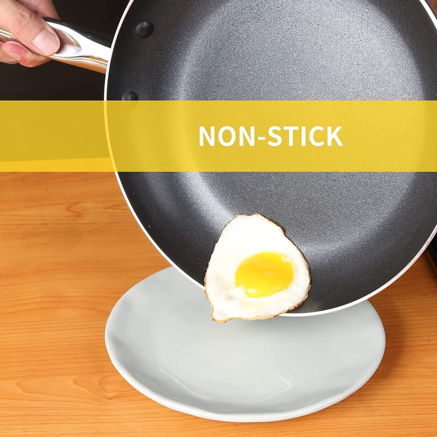Nonstick 9 Piece Cookware Set 9.75'' Pot, 11'' Frying Pan, 7.25'' Pan, 11'' Deep Pan & 2 12'' Tools