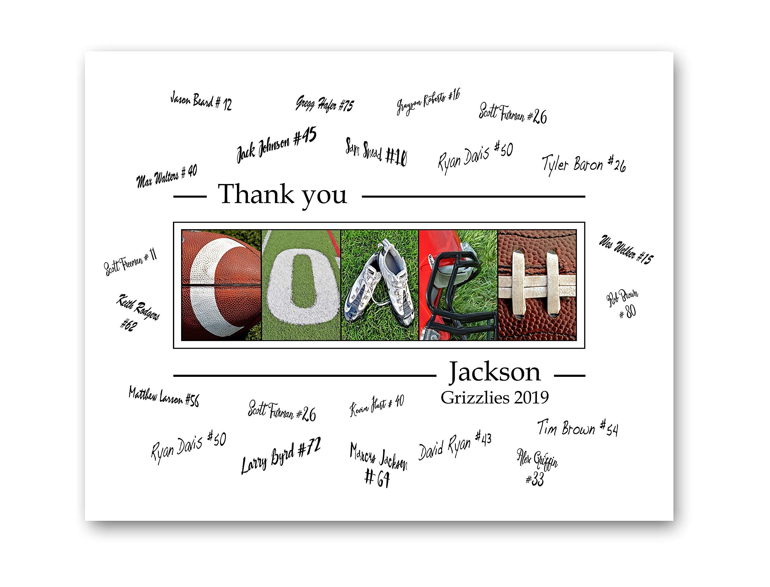Personalized Coach Gift - Football Coach Gift with room for player's signatures - End of Season Coach Gift 11x14 print with border for signatures