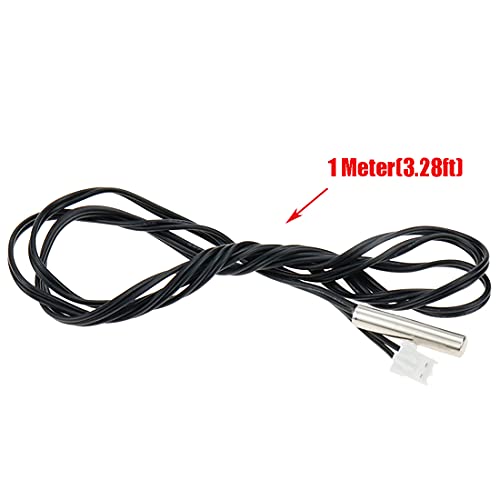 Quluxe 10 Pcs NTC 10K Thermal Temperature Insulated Sensor Probes, Stainless Steel 3950 NTC Temp Sensor Probe, 1 Meter Waterproof Temperature Detector with PVC Wire