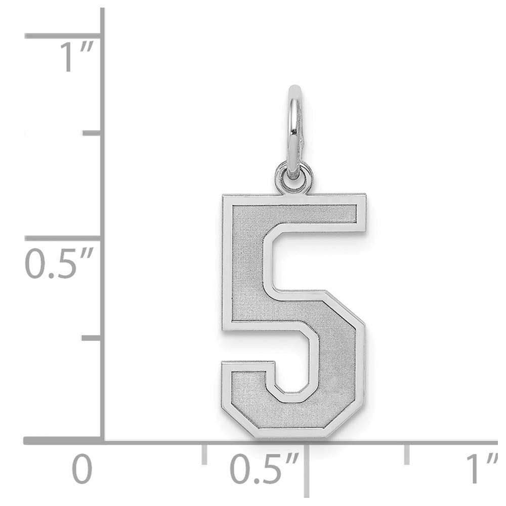 Saris and Things 925 Sterling Silver Medium Satin Number 5 Charm Pendant
