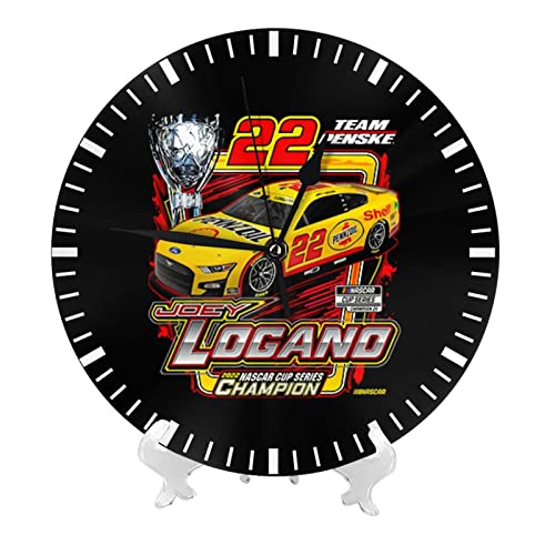 RATRIG Joey Logano 22 10 in Round Wall Clock Silent Non Ticking Home Office Classroom School Decor Bedroom Bathroom Modern Simple Style