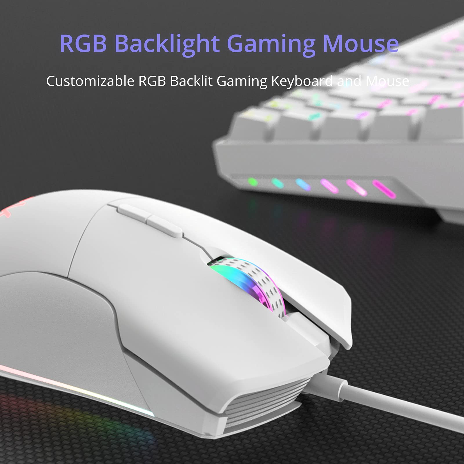 RK ROYAL KLUDGE RK71 Wireless/Wired Mechanical Keyboard and 7200 DPI Gaming Mouse, 71 Keys RGB Blue Switch Hot Swappable Compact Gaming Keyboard for Win/Mac