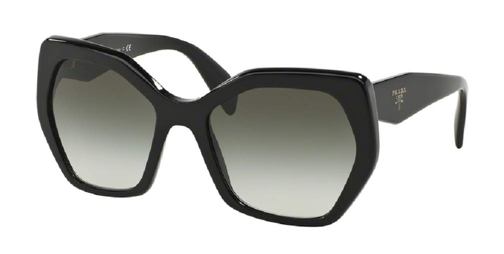 Prada PR16RS HERITAGE 1AB0A7 56M Black/Grey Gradient Hexagon Sunglasses For Women + BUNDLE with Designer iWear Eyewear Kit