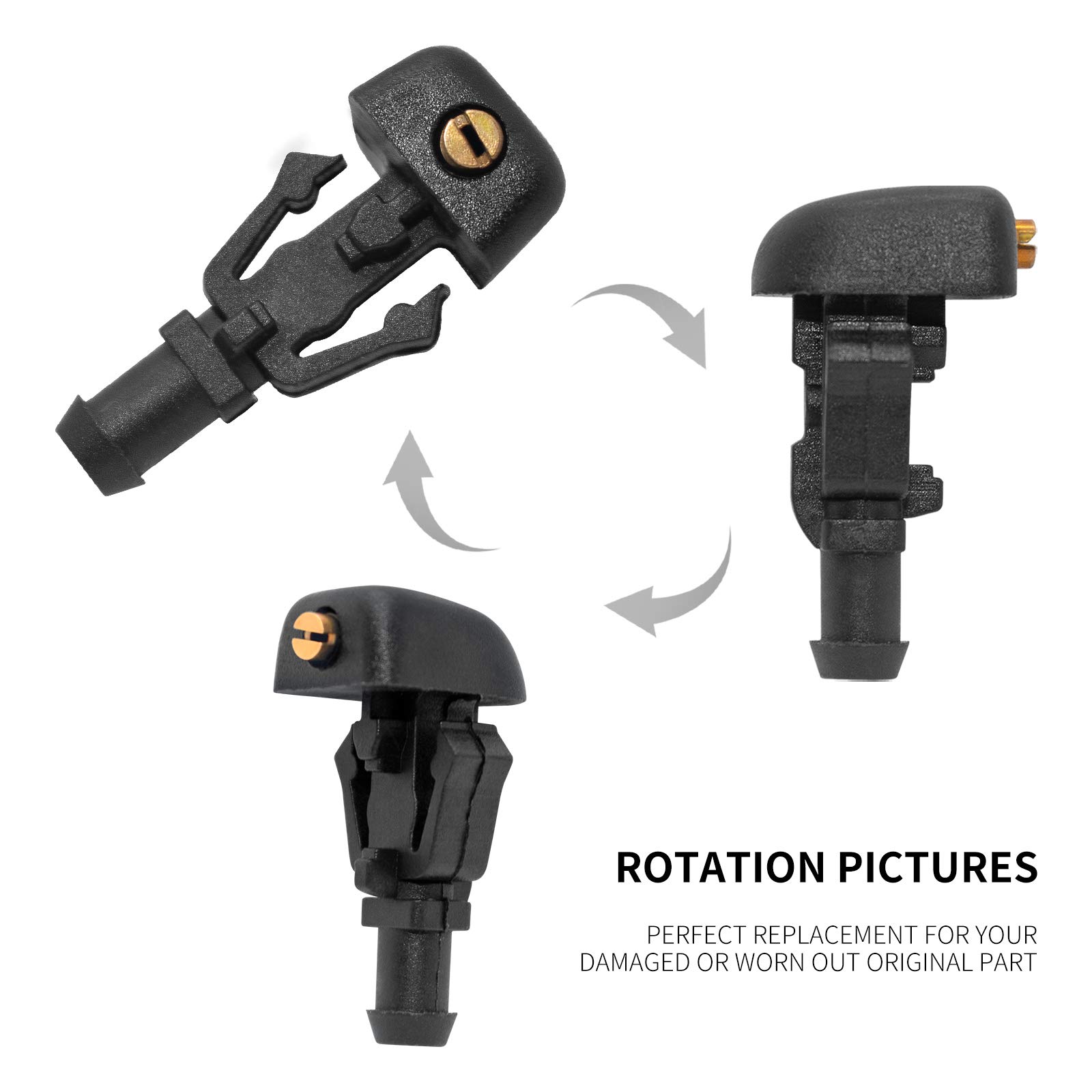 Sikawai 3W7Z17603AA 3W7Z-17603-AA Front Windshield Washer Nozzles Kit