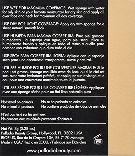 Palladio Dual Wet and Dry Foundation with sponge and Mirror, Squalane Infused, Apply Wet for Maximum Coverage or Dry for Light Finishing and Touchup, Minimizes Fine Line, All day Wear, Cypress Beige