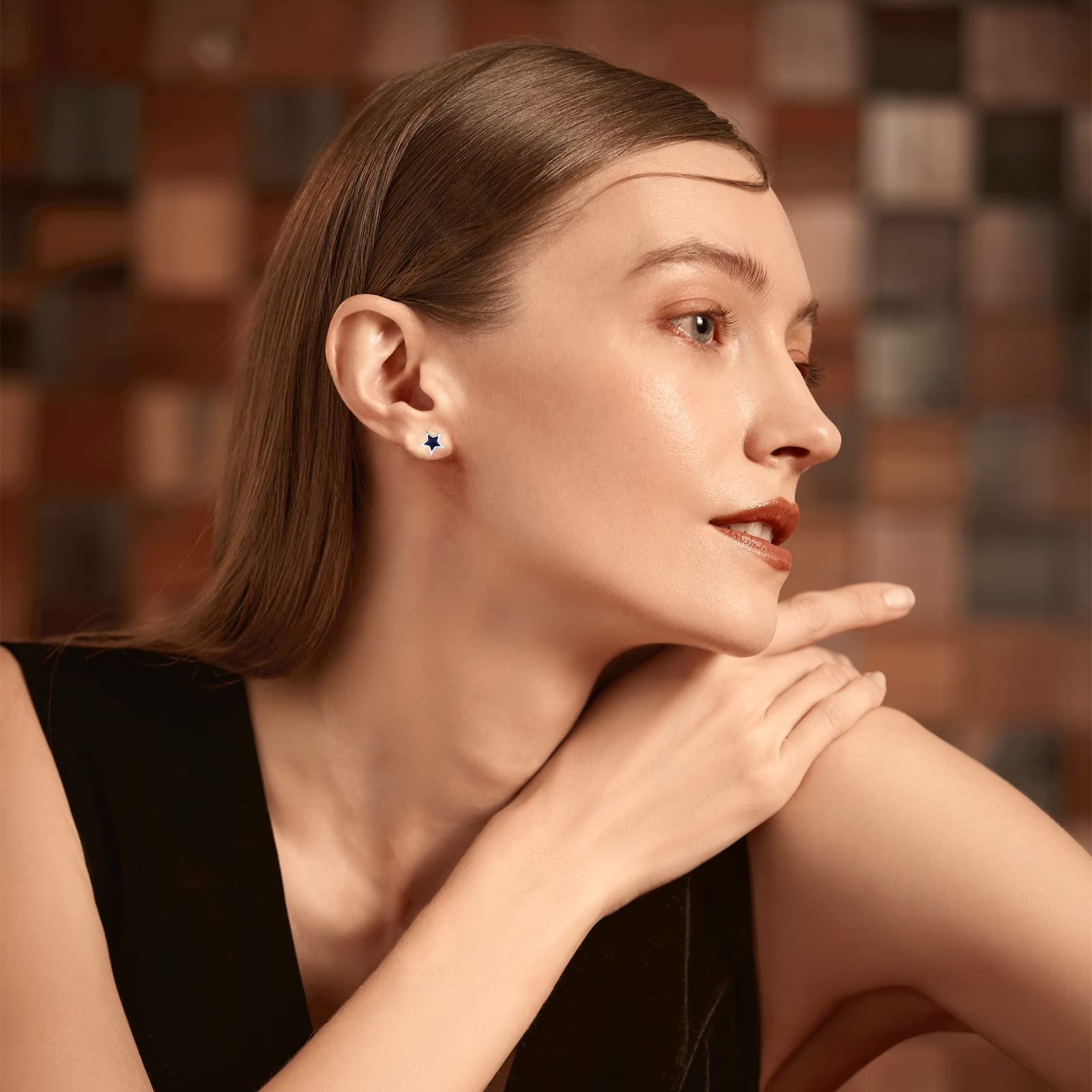 Star Earrings Sterling Silver Stud Earrings Hypoallergenic Statement Tiny Small Earrings for Women Post Earrings with Gift Box ZHOU LIU FU