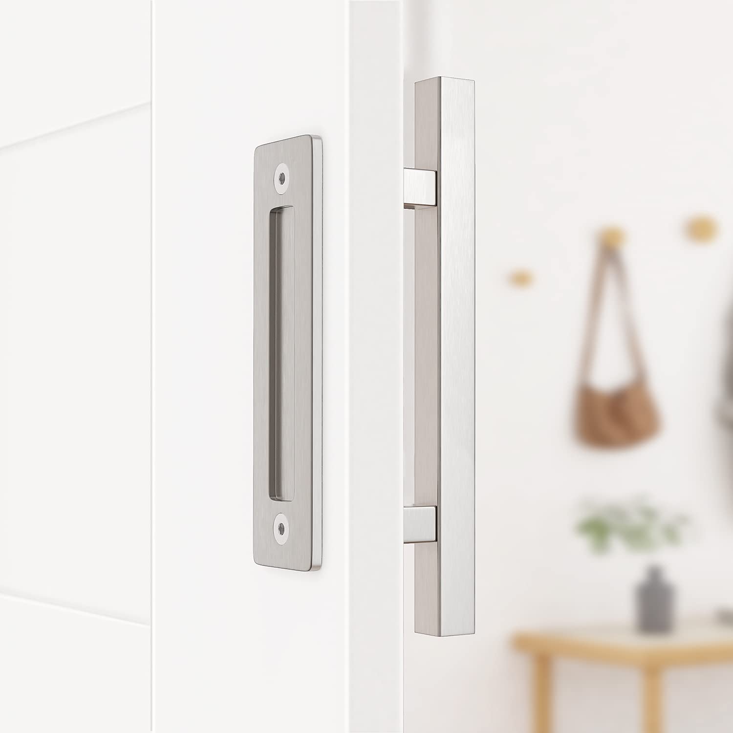 WINSOON 12" Stainless Steel Sliding Barn Door Handle Hardware 36 x 84 inch Sliding Barn Door
