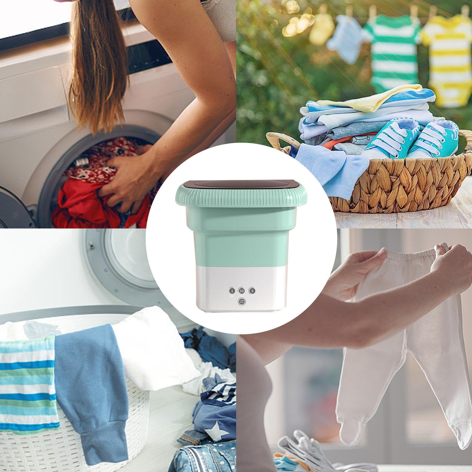 Portable Washing Machine - Large Capacity, Foldable Mini Washing Machine, Half Automatic Small Washer for Baby Clothes, Underwear Or Small Items, Washer and Spin Dryer Small Foldable Bucket Washer