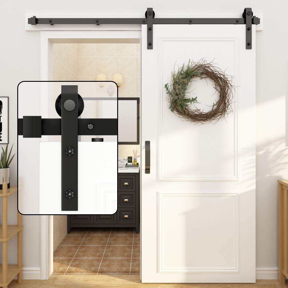 WINSOON 36 x 84 inch Unfinished Sliding Barn Door Interior Panelled Slab, Solid Spruce Wood Barn Door, K-Frame, Pre-Drilled, Easy DIY Assembly, Bottom Grooved, Natural