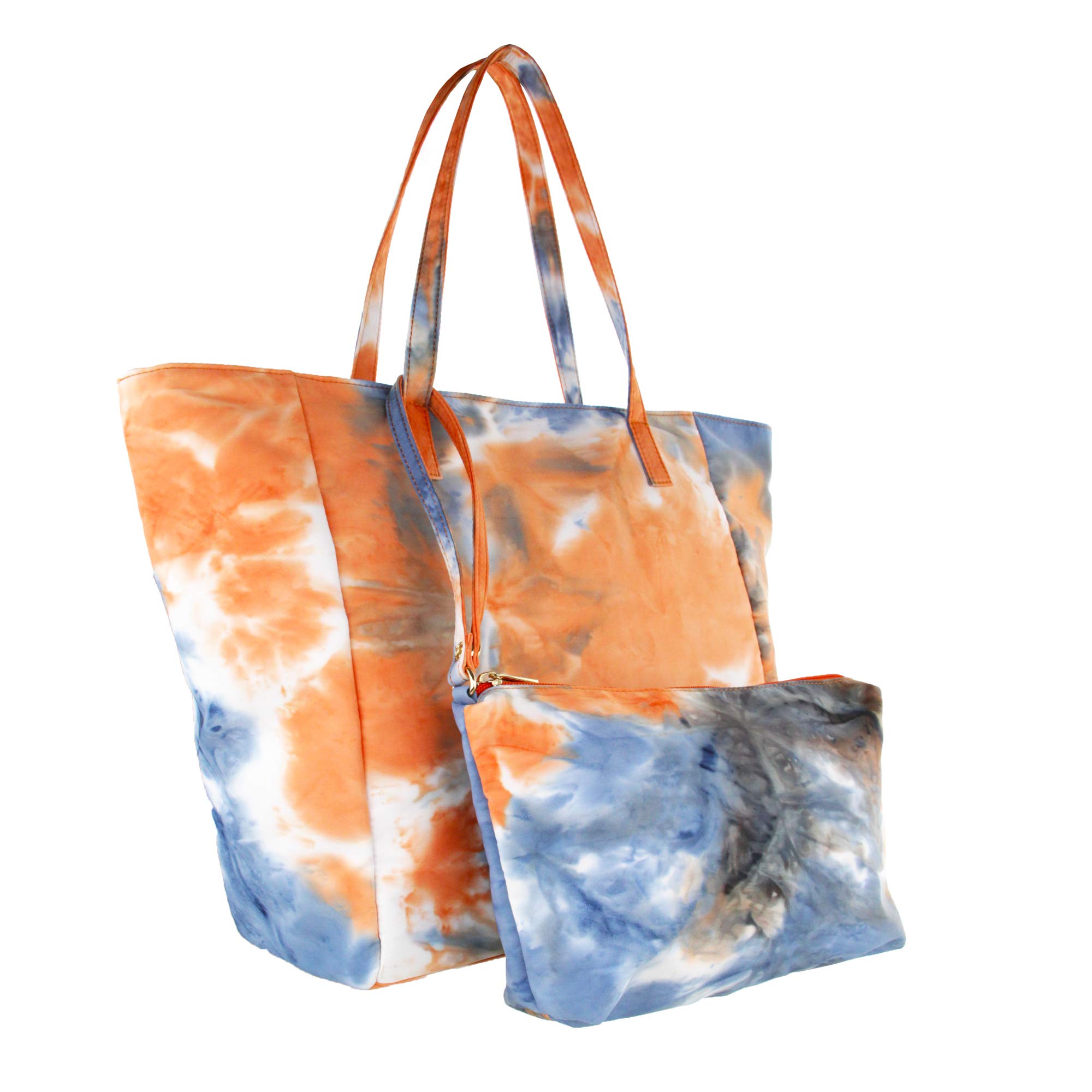 Olivia Miller Women's Cute Tie Dye Fabric Canvas Tote with Matching Pouch Set
