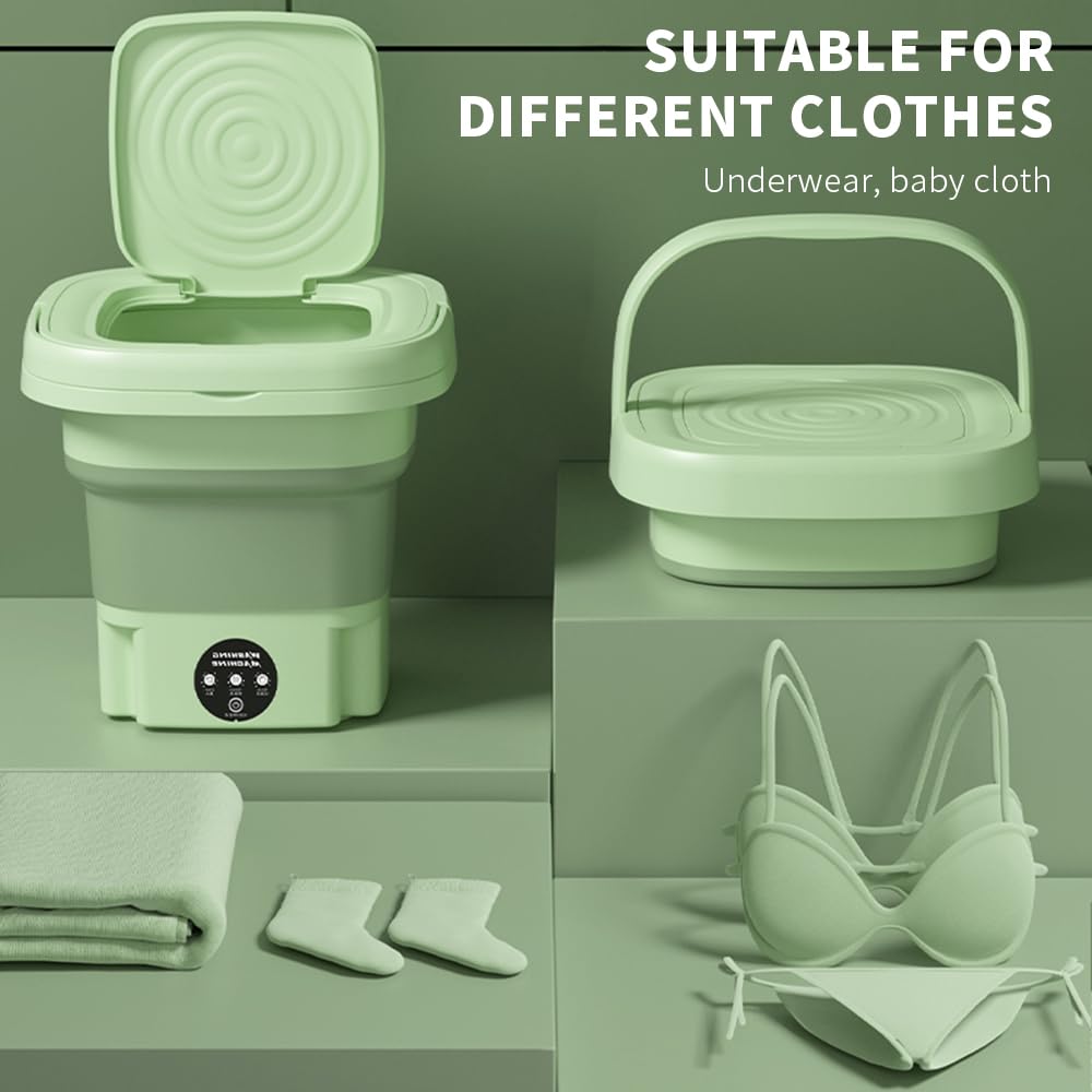 Portable Washing Machine,8L Foldable Mini Washer Dryer Combo with 3 Modes Deep Cleaning for Underwear,Baby Clothes, Small Washing Machine Apartments, Camping, RV, Travel Laundry Purple