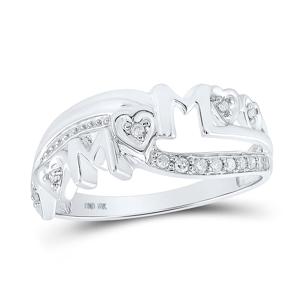 The Diamond Deal 10kt White Gold Womens Round Diamond Mom Ring 1/10 Cttw