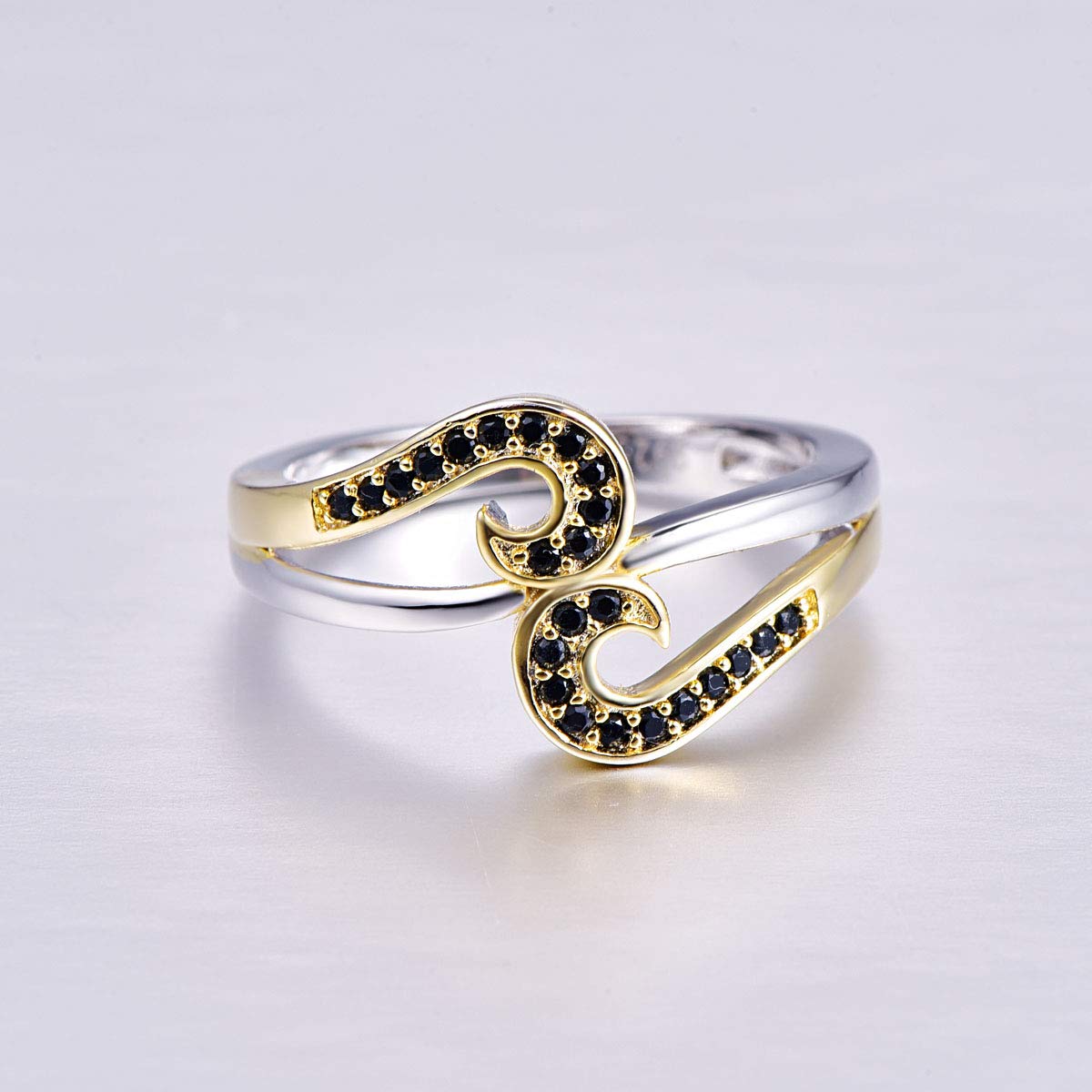 Psiroy 925 Sterling Silver 2 Tone Band Ring for Women Size 9