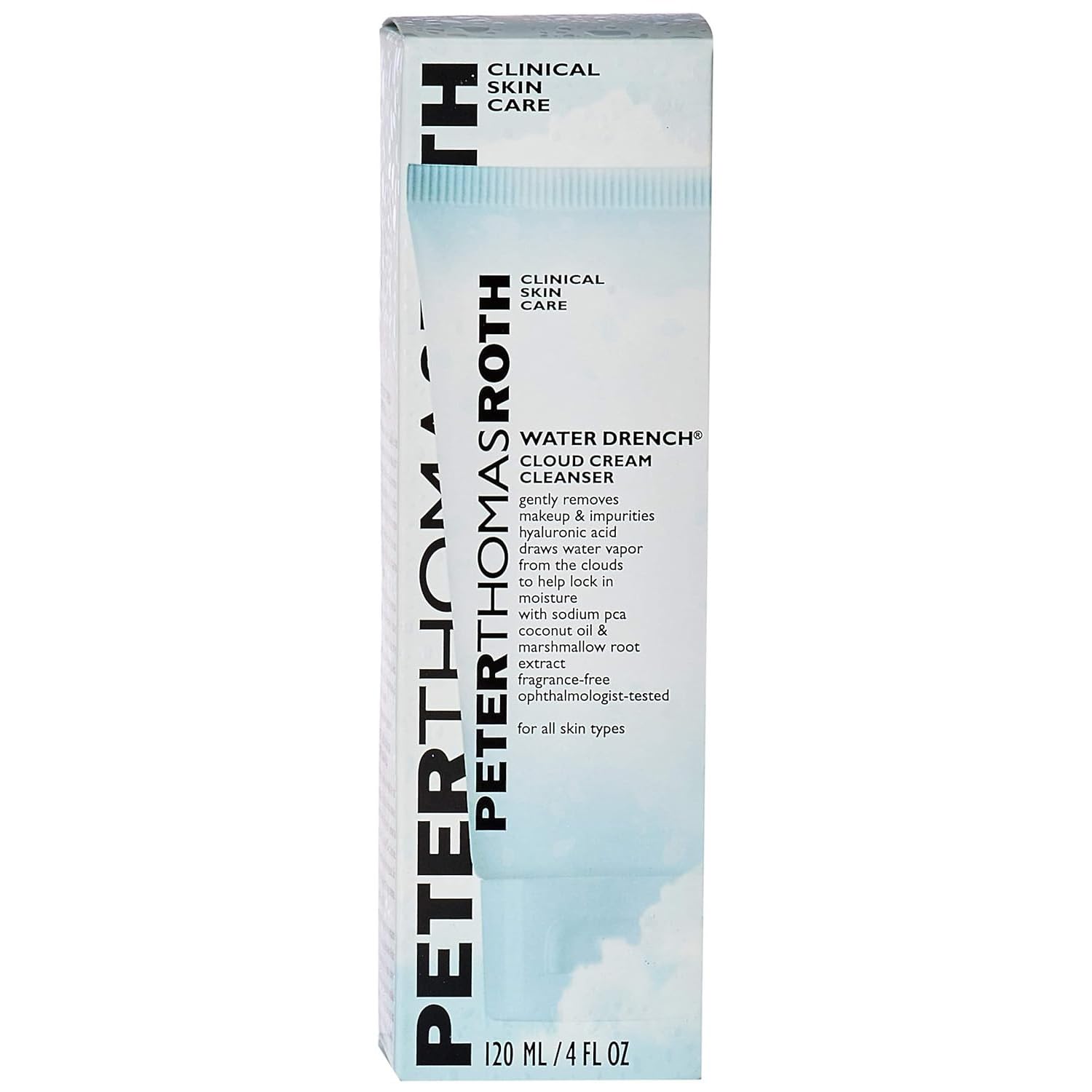 Peter Thomas Roth | Water Drench Cloud Cream Cleanser | Hydrating Face Wash with Hyaluronic Acid, Gently Removes Makeup and Impurities, 4.06 Fl Oz