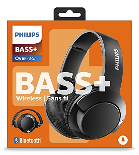 PHILIPS BASS+ SHB3175 Wireless Headphones, up to 12 Hours of Playtime - Matte Black
