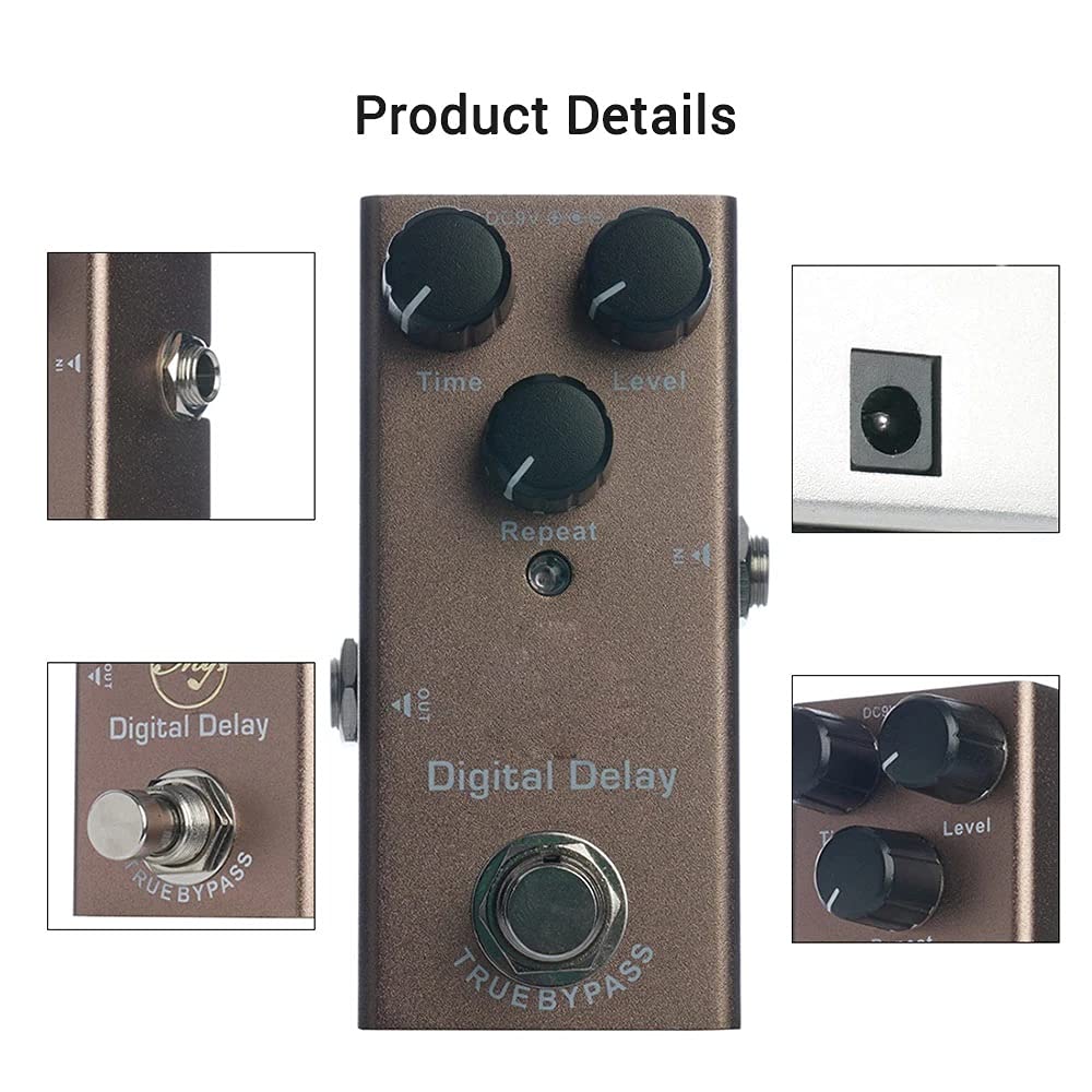 SHYPT Digital Delay Guitar Effect Pedal with ABS Control Knobs Mini Single Pedal for Electric Guitar Pedal