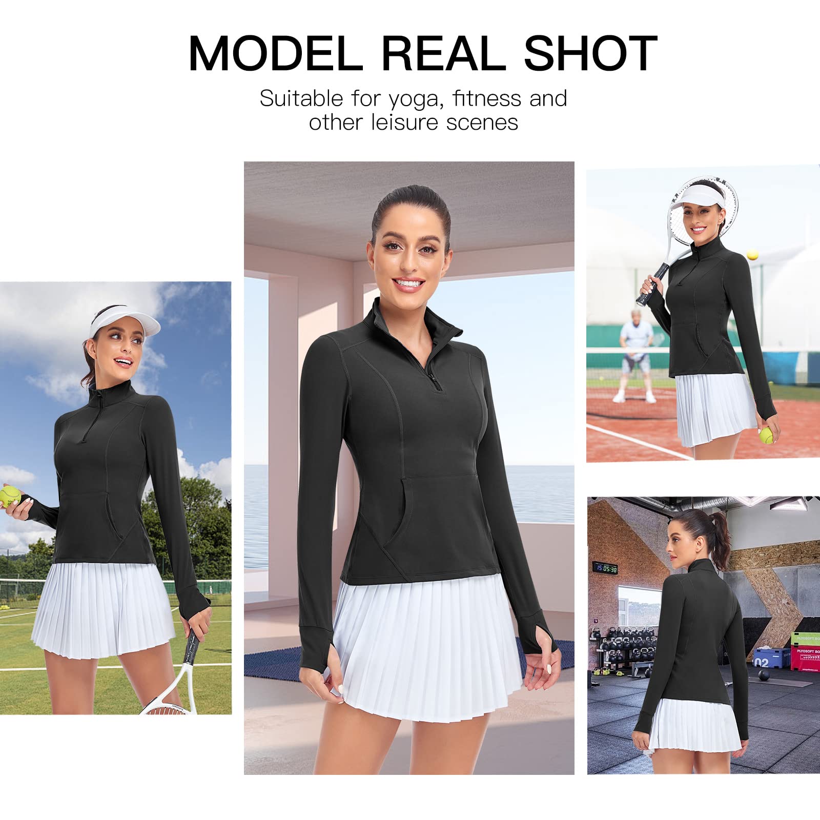 VUTRU Women's 1/4 Zip Pullover Microfleece Jackets Long Sleeve Mock Neck Sweatshirt Tops with Pockets for Running Hiking