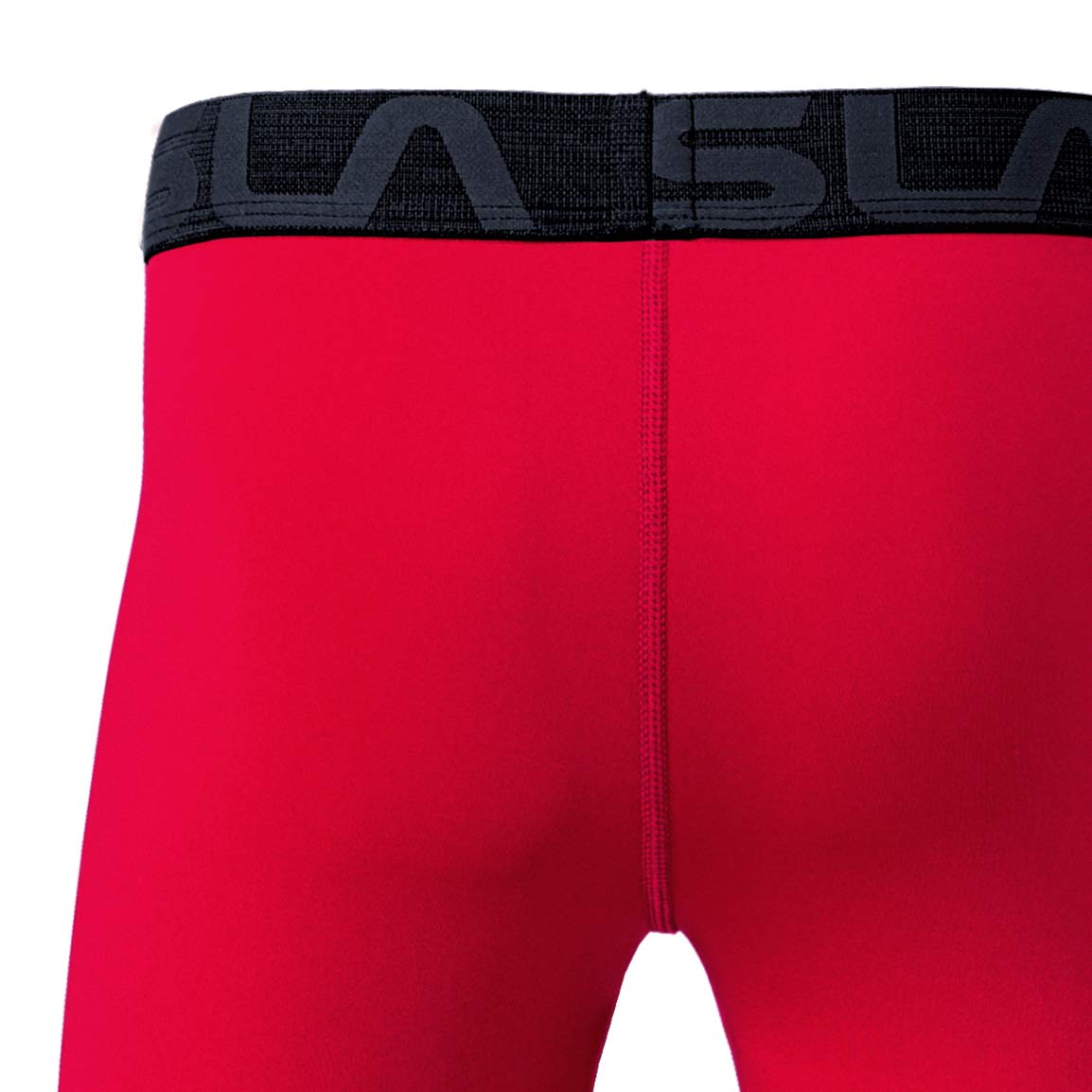 TSLA Boys Youth UPF 50+ Compression Pants Baselayer, Cool Dry Running Tights, 4-Way Stretch Workout Leggings, 3/4 Length Red, 12