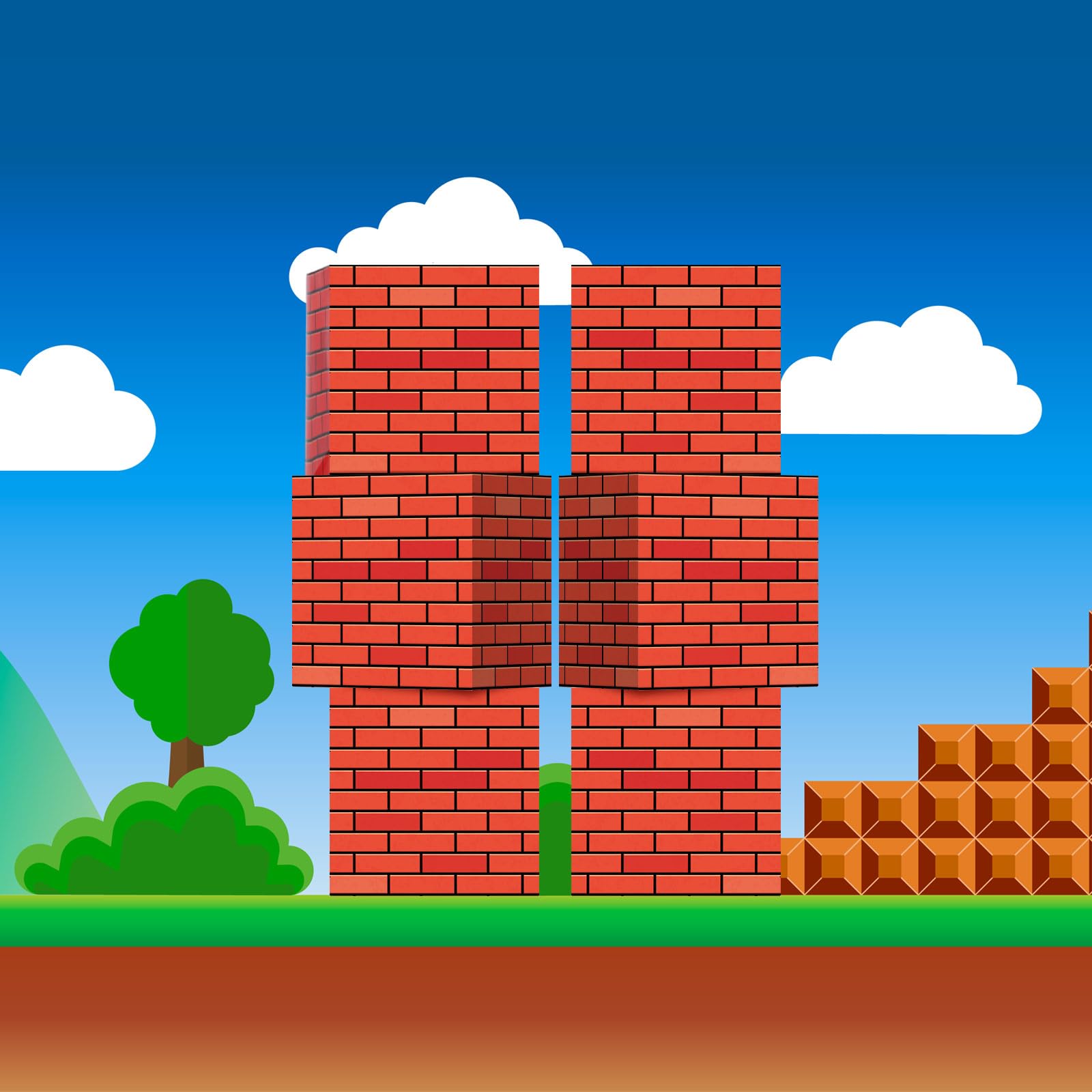 Outus 6 Pieces Video Game Brick Boxes 11.8 x 11.8 Inch Red Brick Cardboard Blocks Easter Mystery Boxes Props Brick Comic Theme Party Favor Supplies Video Game Party Decorations