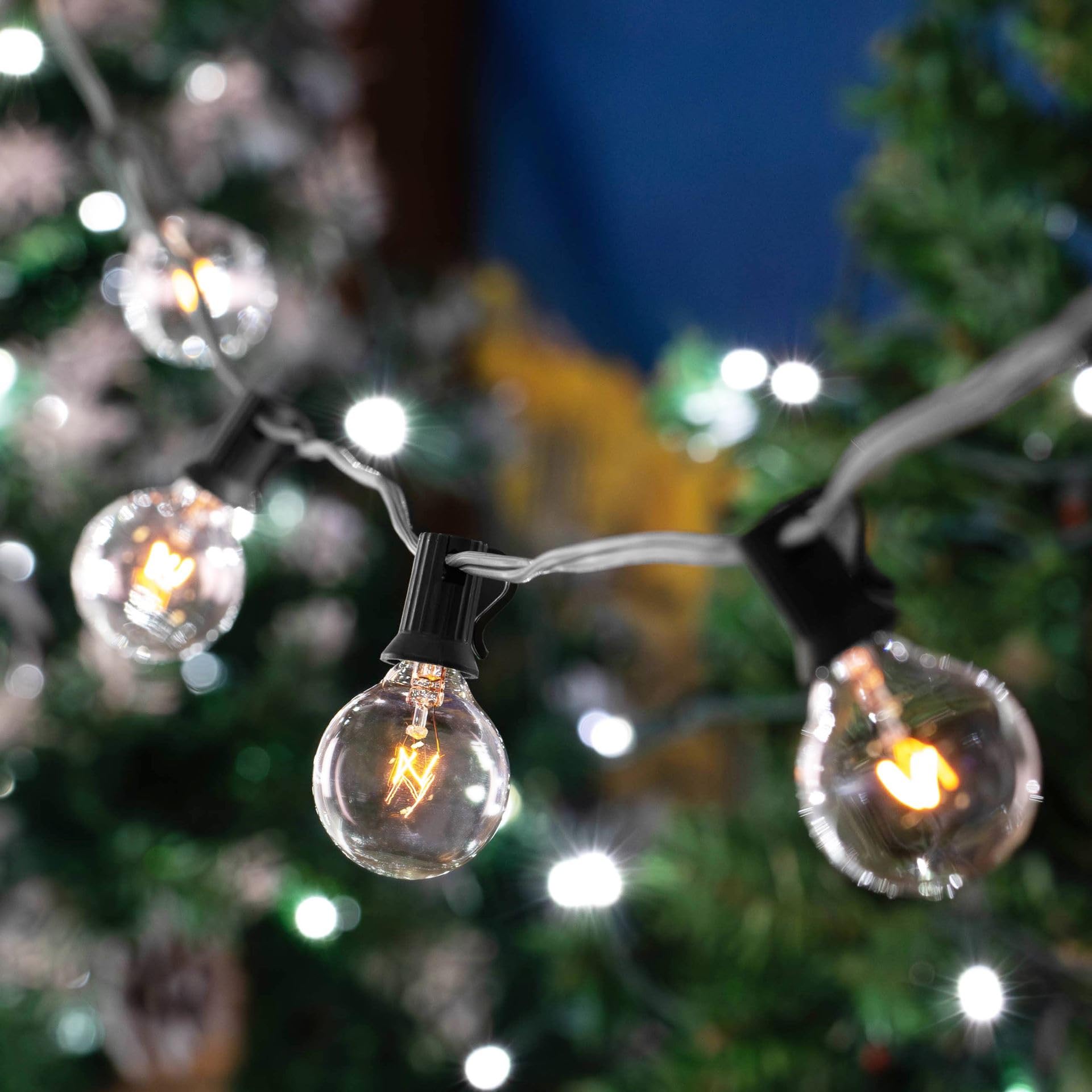 Novelty Lights Incandescent G50 Globe Replacement Bulbs - Outdoor Individual Bulbs For Events, Holiday Parties, Patios, And More - E17/C9 Intermediate Base, 7 Watt Lights (Clear, 25 Pack)