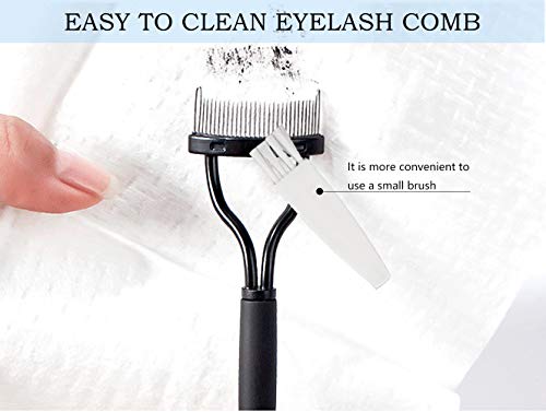Stainless Steel Tooth Eyelash Comb, Mascara Eyelash Separator Eyebrow Grooming Brush Mascara applicator, with Comb Cover and Comb Cleaning Brush,Pack of 4
