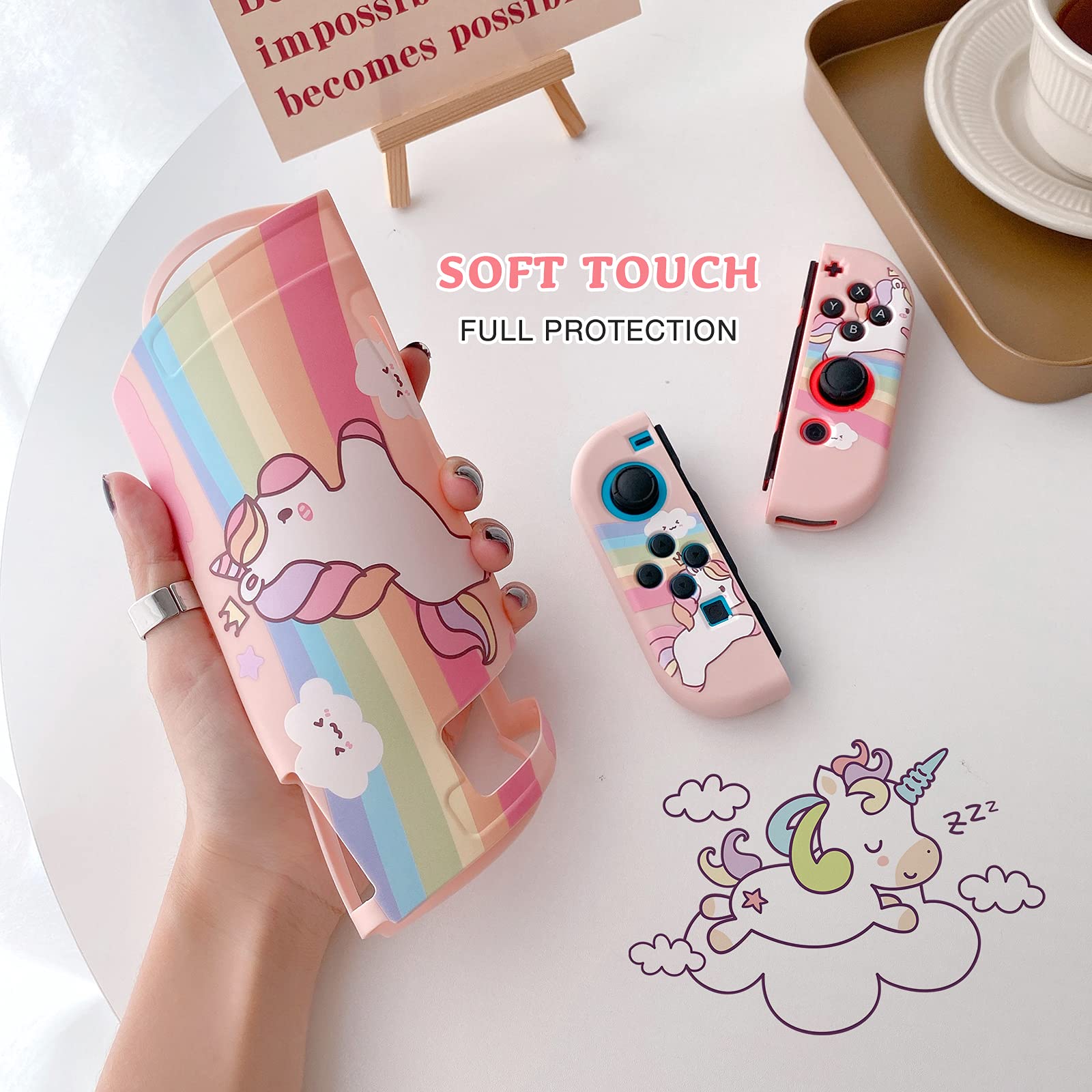 TCJJ Unicorn Hard Carrying Case for Nintendo Switch- Pink Portable Travel Case with Soft TPU Protective Case Cover Compatible with Nintendo Switch for Girls