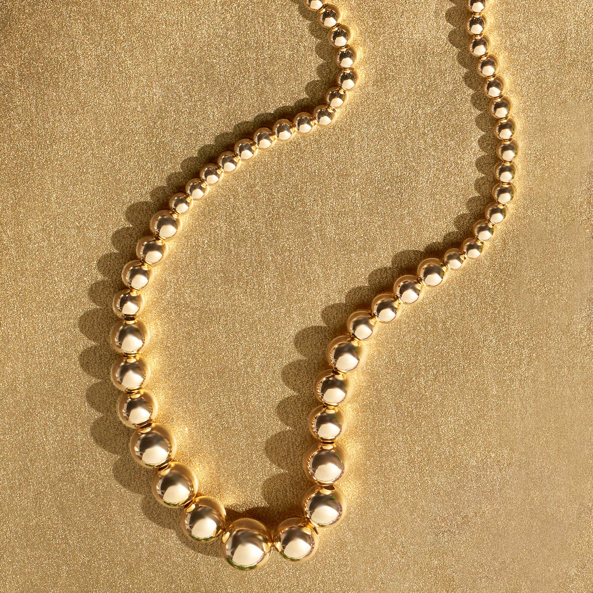 Ross-Simons Italian 6-14mm 18kt Gold Over Sterling Silver Bead Graduated Necklace. 20 inches