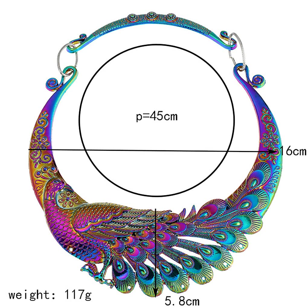 RUITASA Vintage Ethnic Carved Peacock Necklace Chunky Collar Choker Jewelry Necklace for Women