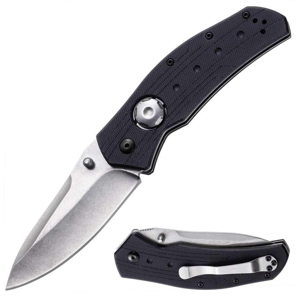 Pocket Knife for Men with Clip - Tactical Pocket Folding Knives Military with Black G10 Handle - Best EDC Folding Pocket Knife for Self Defense WK 04002
