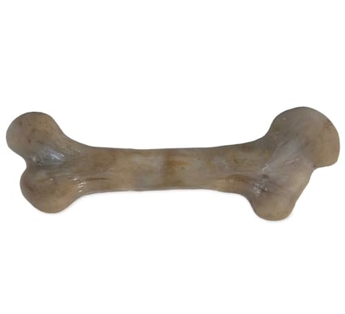 Pet Qwerks Dinosaur BarkBone - Nylon Dog Bone for Aggressive Chewers - Bacon Flavor - 6.5"