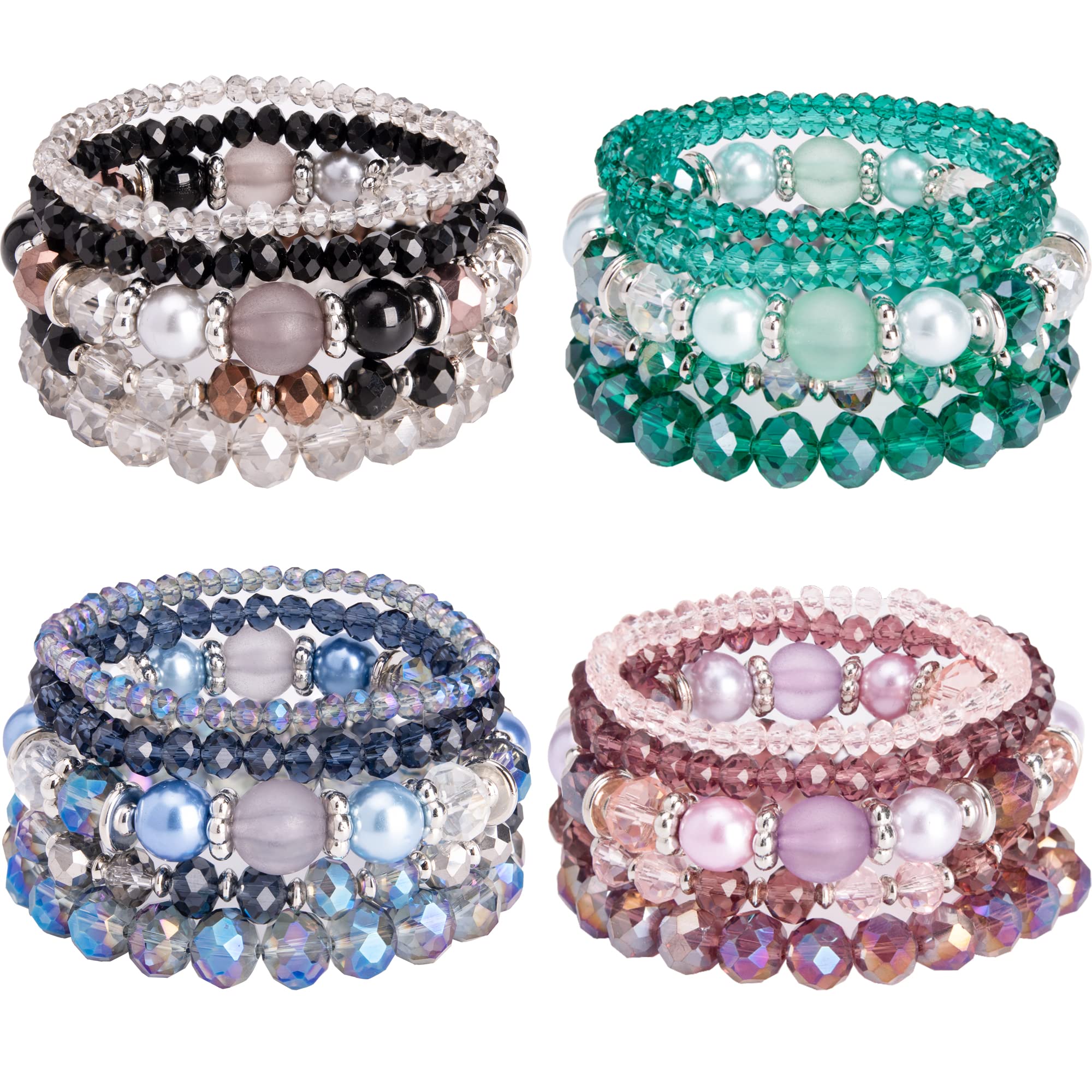 WAINIS Beaded Boho Stretch Bracelet Colorful Stackable Crystal Beads Bracelets Trendy Costume Jewelry Mothers Day Gifts for Women