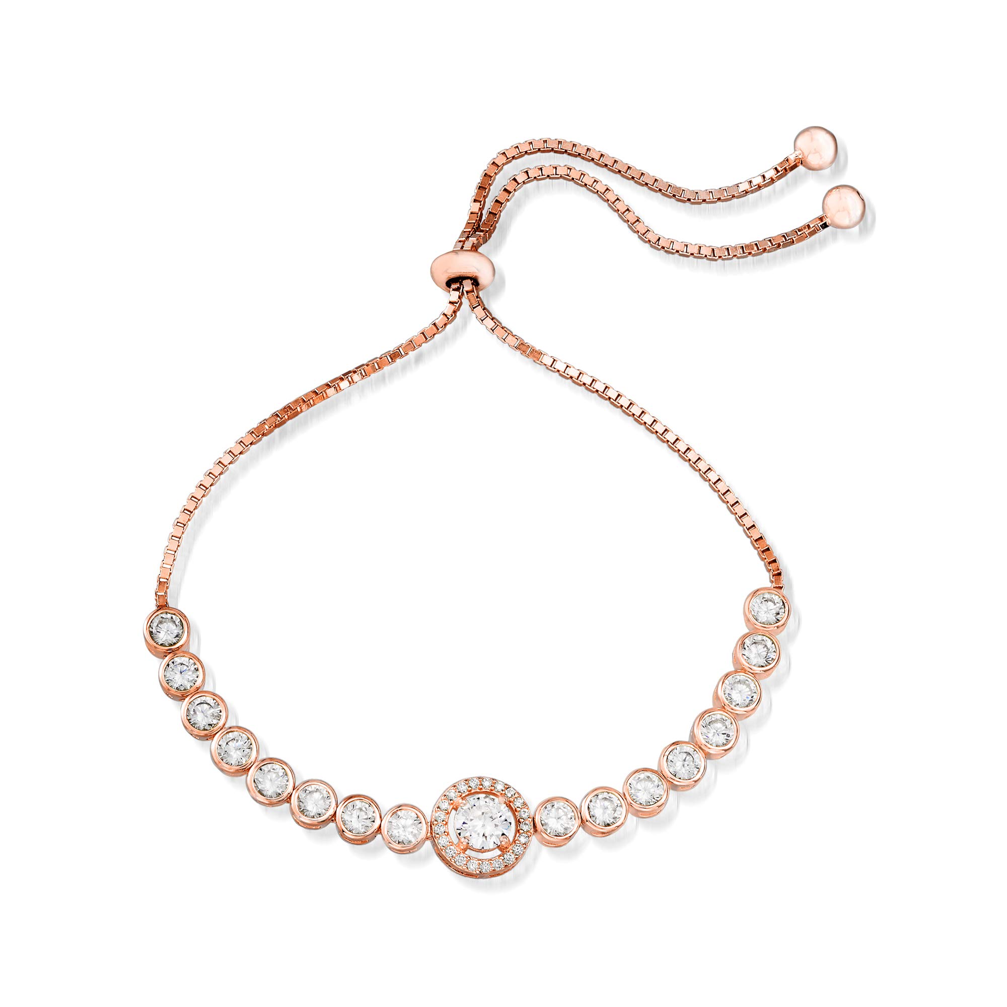 Ross-Simons 2.10 ct. t.w. CZ Bolo Bracelet in 18kt Rose Gold Over Sterling